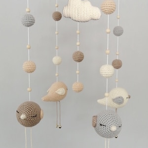 Pattern Only, Pastel Bird Baby Mobile, Scandinavian Nursery Decor ...