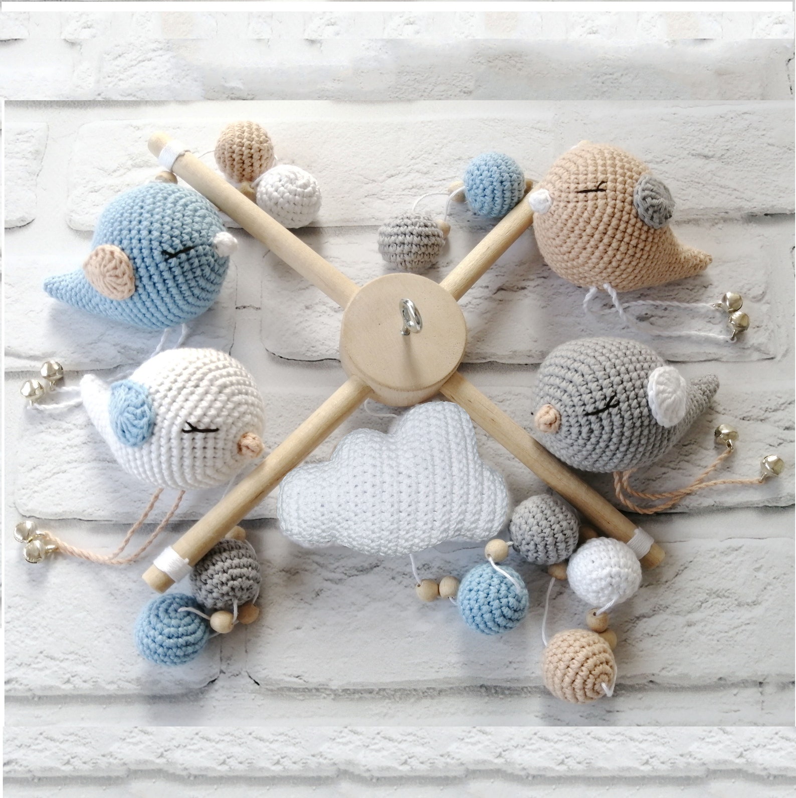 Pattern Only, Pastel Bird Baby Mobile, Scandinavian Nursery Decor ...