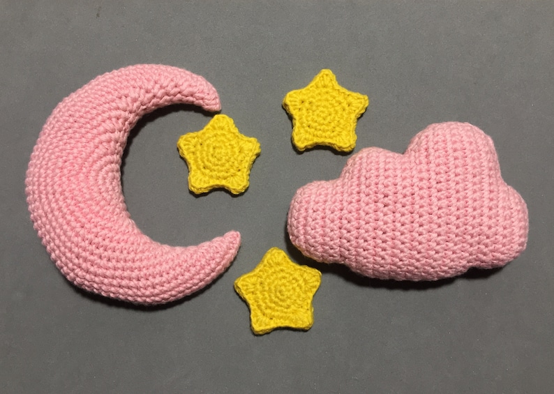 Crochet Moon Pattern Moons PDF Cloud Baby Mobile Rattle - Etsy