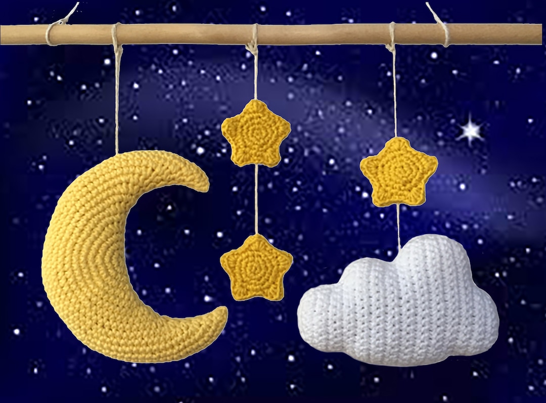 Crochet Moon Pattern Moons PDF Cloud Baby Mobile Rattle - Etsy