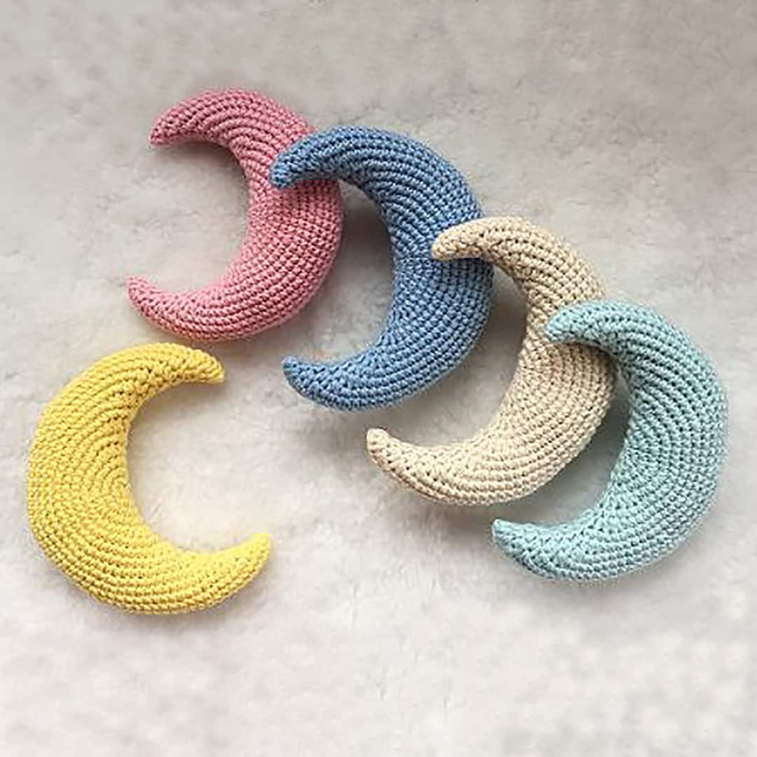 Crochet Moon Pattern, Moons PDF, Mini Moon Baby Mobile, Rattle Infant ...