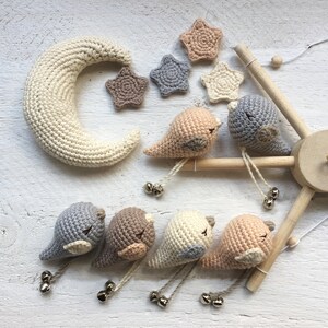 Pattern Only, Pastel Bird Baby Mobile, Scandinavian Nursery Decor ...