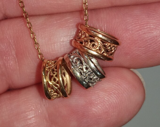 Vintage 14k Tri-color Gold Necklace With Yellow, White and Rose ...