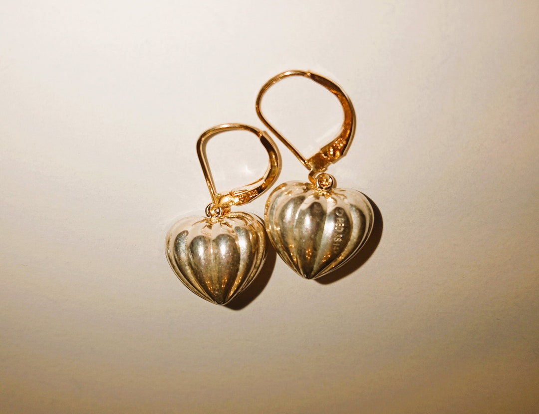 Vintage Peter Brams Designs 14k and Sterling Puffed Heart Earrings - Etsy