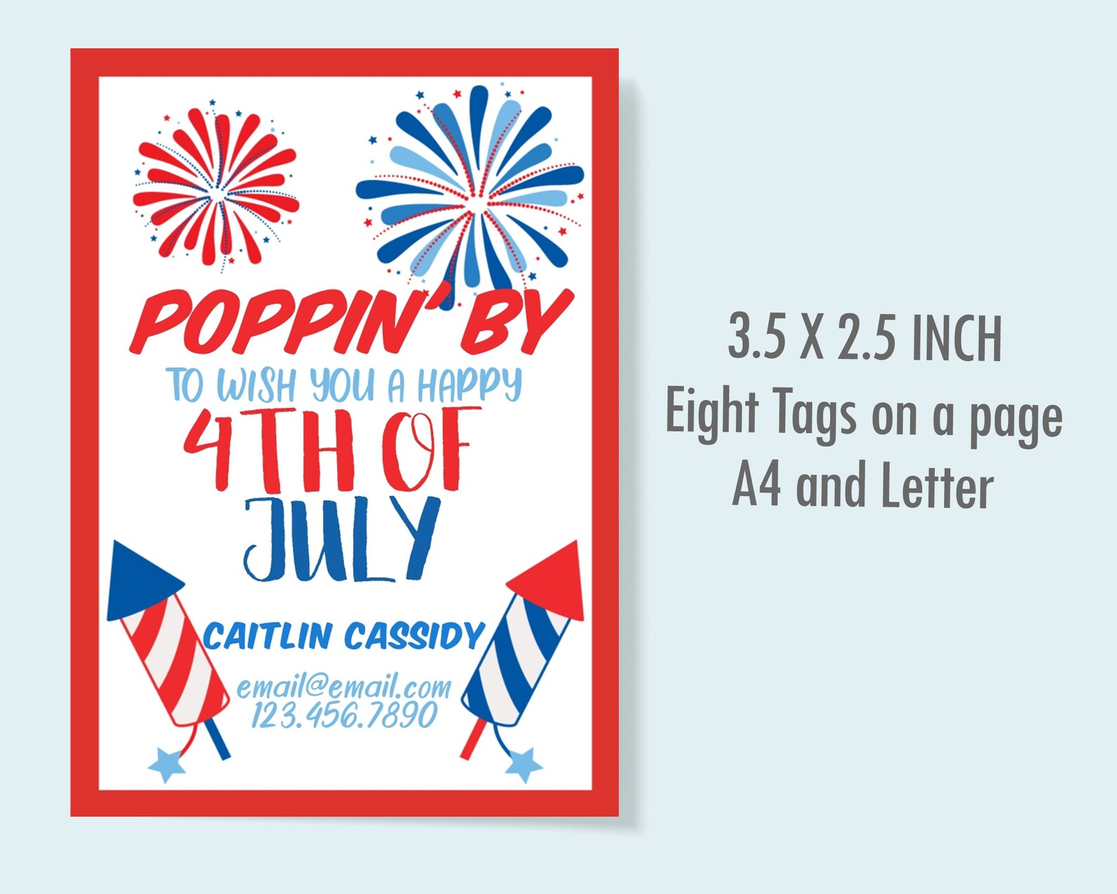 Editable Patriotic Thank You Gift Tag 4th of July Poppin by - Etsy