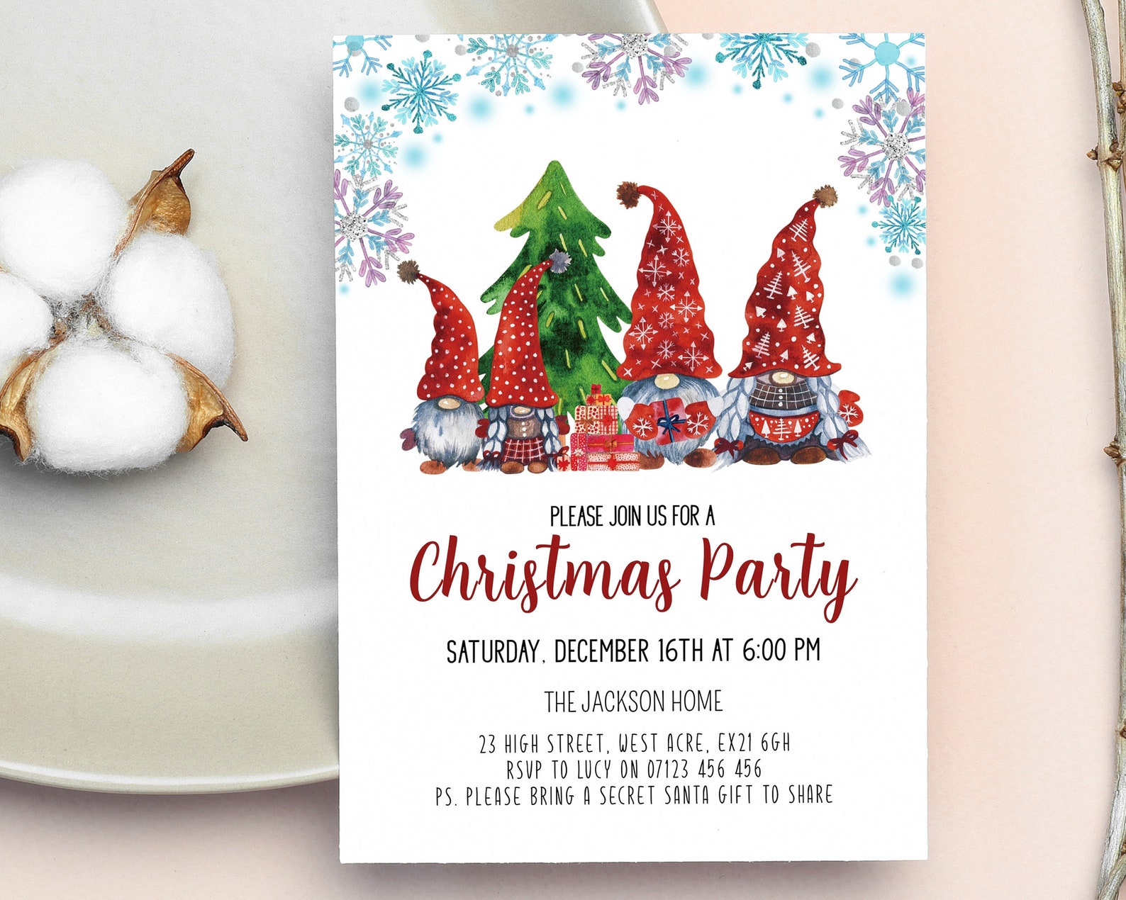 Invitation de Noël Imprimable Invitation modifiable de Noël - Etsy France