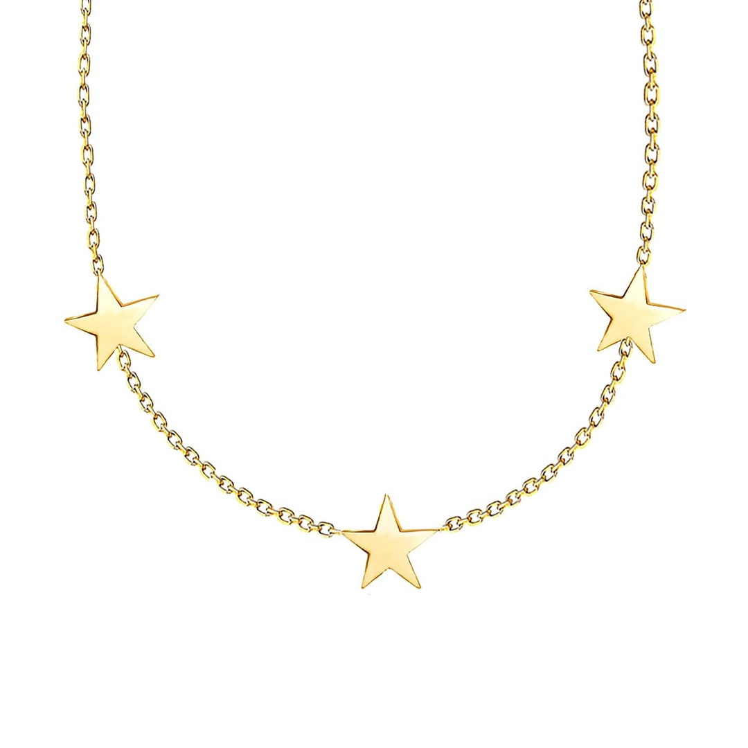 Tiny Three Star Necklace, Rolo Chain Layering Choker, Dainty Random ...