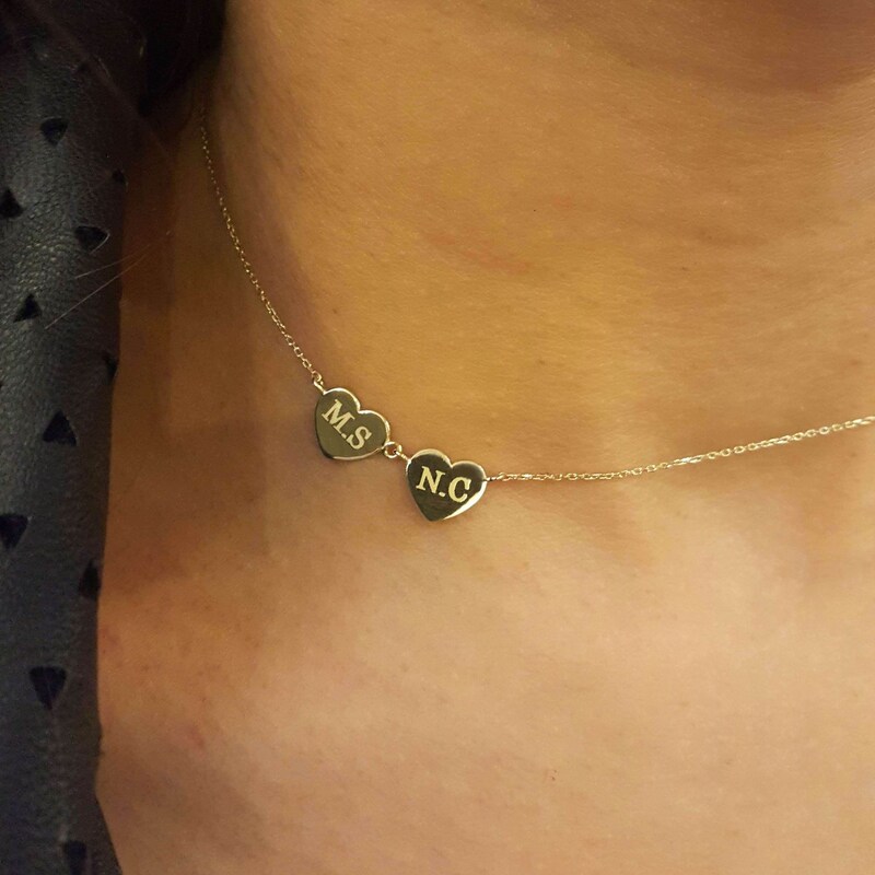 Double Heart Necklace - Etsy