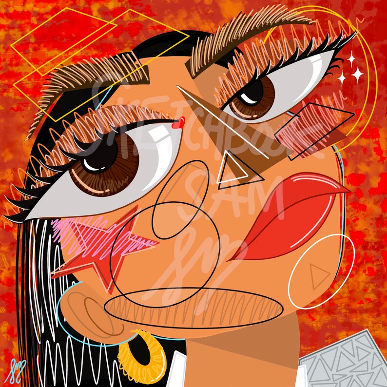 AOC Abstract Caricature For Immediate Download | Etsy