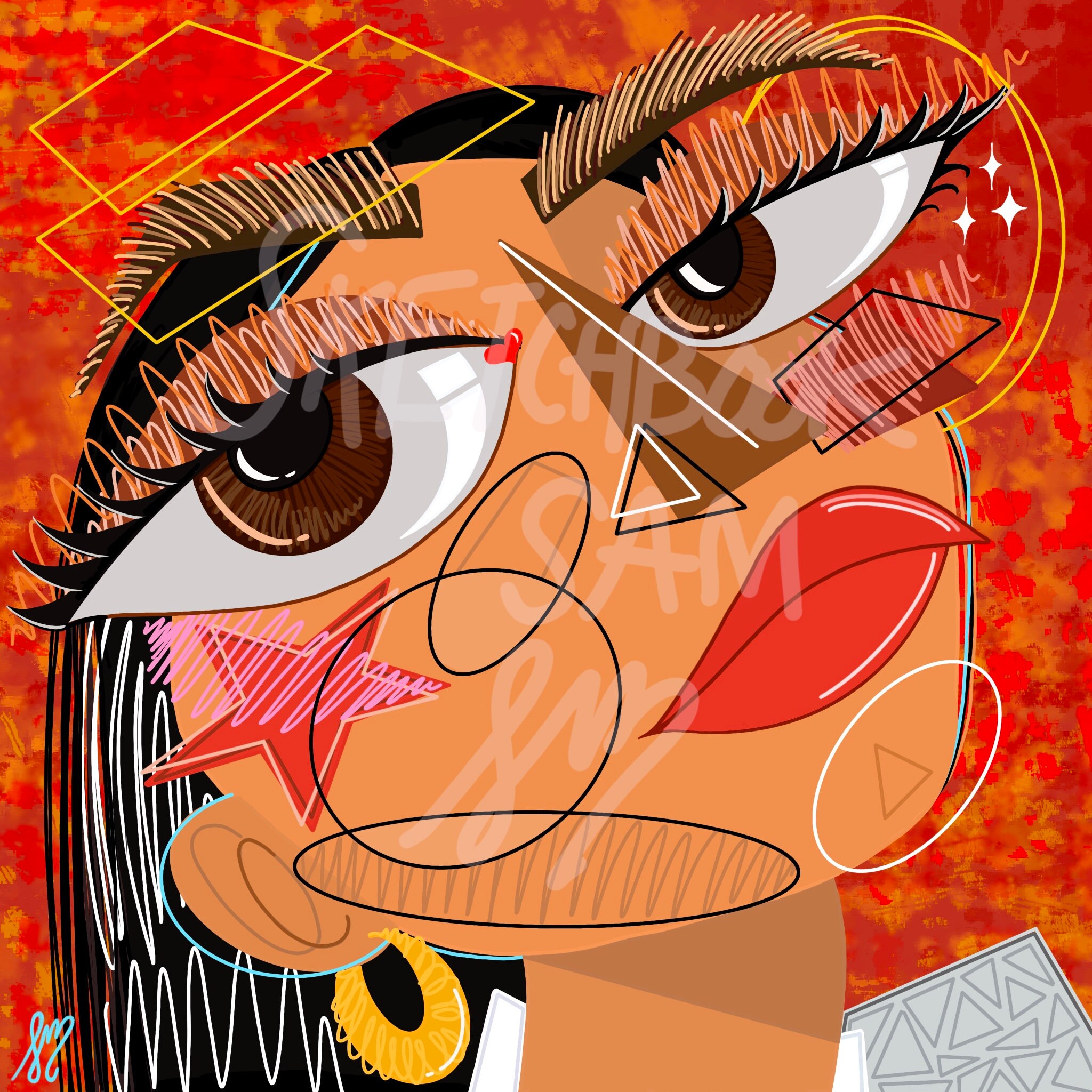 AOC Abstract Caricature For Immediate Download | Etsy