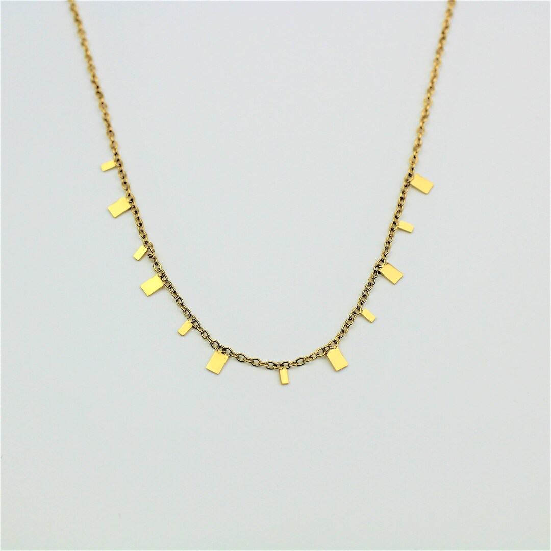 Rectangular Necklace/ Square Rectangular Chain/ Chain Square Pendant ...