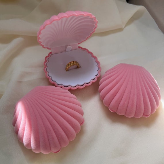 Shell Shape Jewelry Display Gift Box Lovely Velvet Wedding - Etsy UK