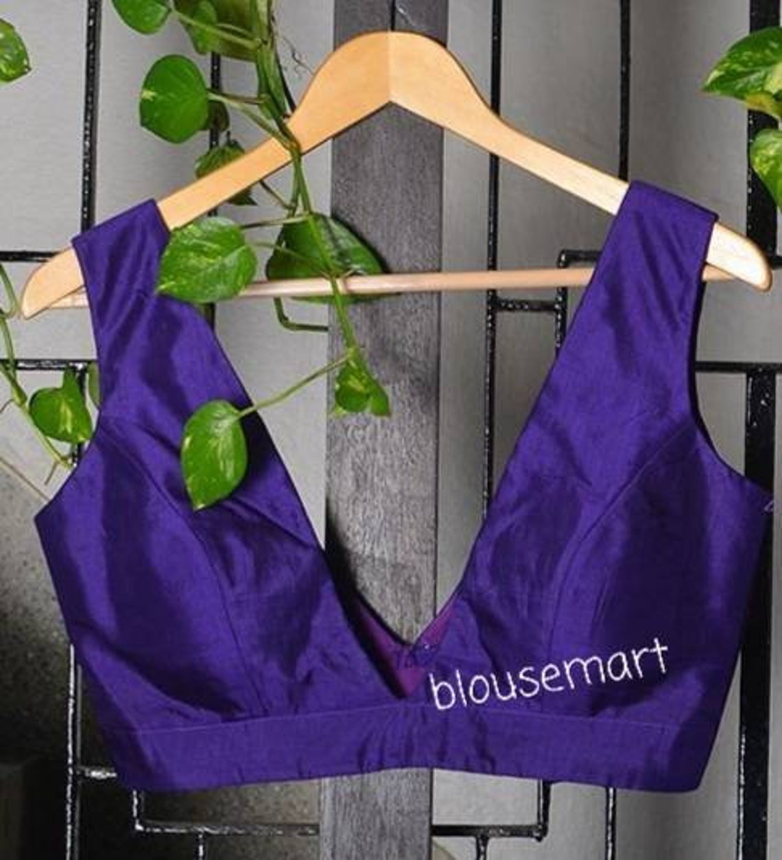 Purple Silk Blouse V Neck Paded Blouse Indian Designer - Etsy