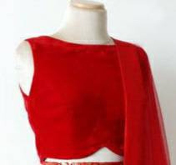 Red Velvet Boat Neck Blouse Indian Designer Blouse Saree | Etsy