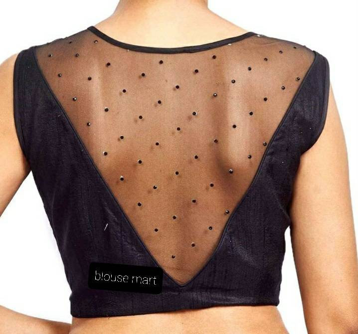 Black Silk Blouse Boat Neck V Neck Net Blouse Paded Blouse - Etsy