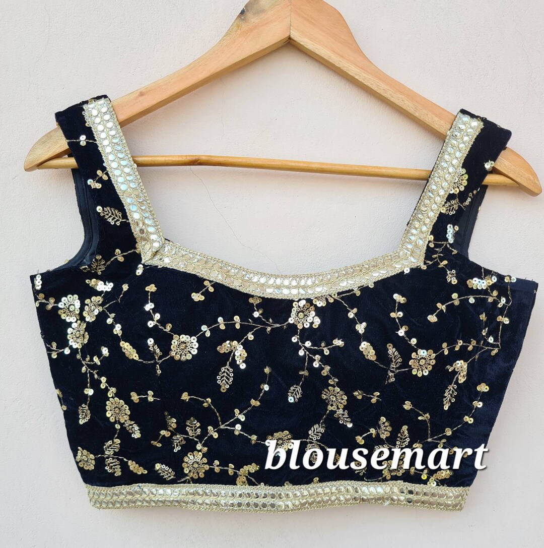 Nevi Blue Velvet Blouse, Indian Designer Blouse, Saree Blouse, Sari ...