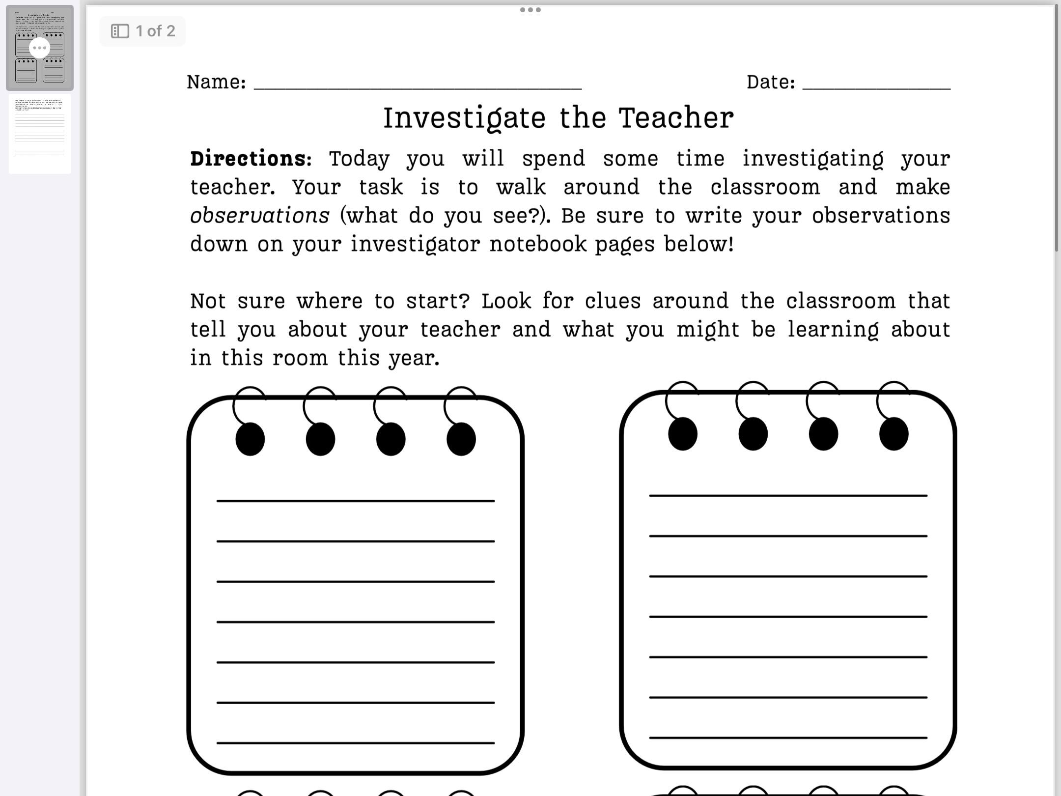 Investigate the Teacher – First Day Icebreaker Activity (digital ...