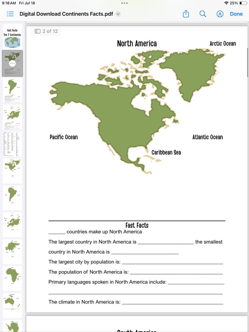 World Geography Printable Worksheet - Digital Download for Interactive ...