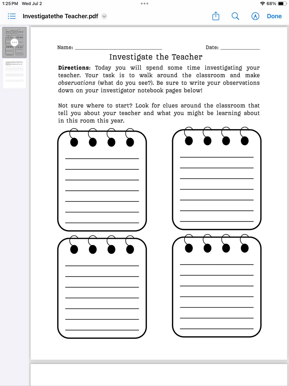 Investigate the Teacher - First Day of School Activity - Icebreaker for ...