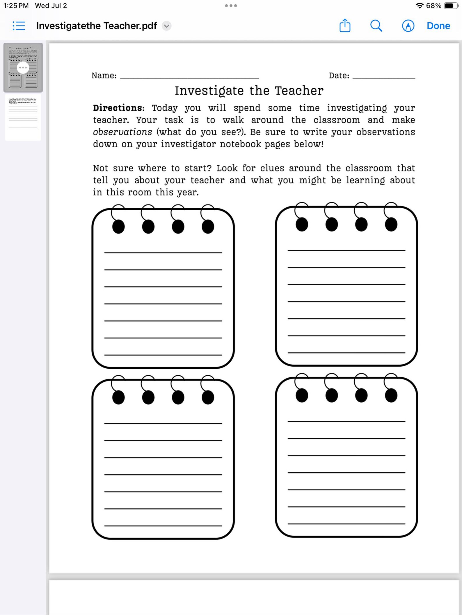 Investigate the Teacher - First Day of School Activity - Icebreaker for ...