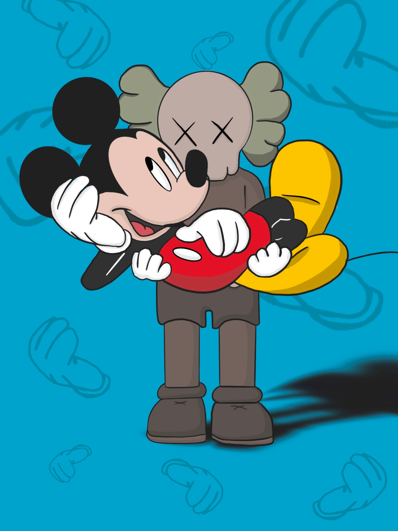 Mickey Mouse x Kaws art print | Etsy