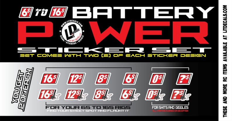 Arrma RC Battery Power Sticker Set - Etsy