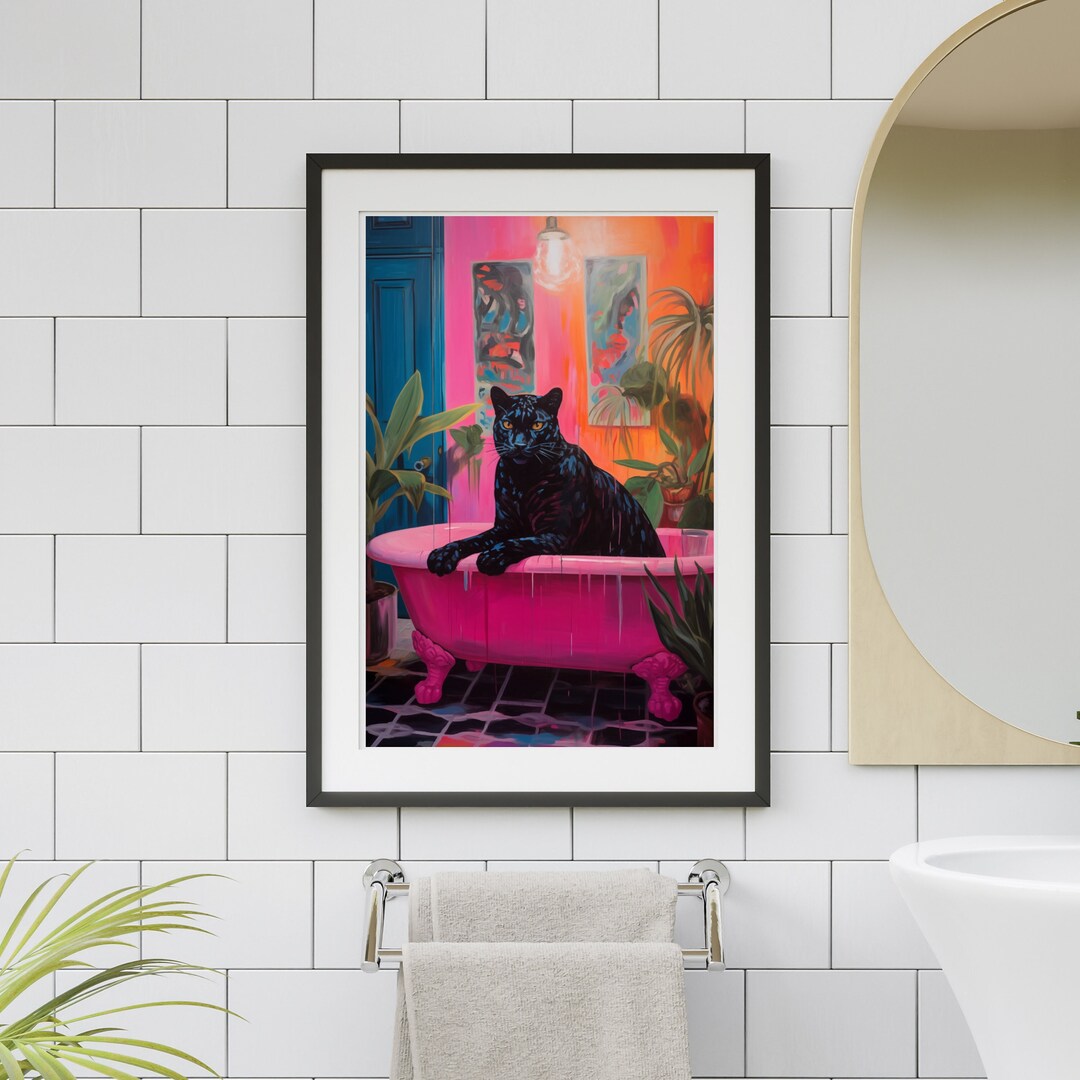 Framed Black Panther Art Print, Maximalist Jungle Decor, Bold Animal ...