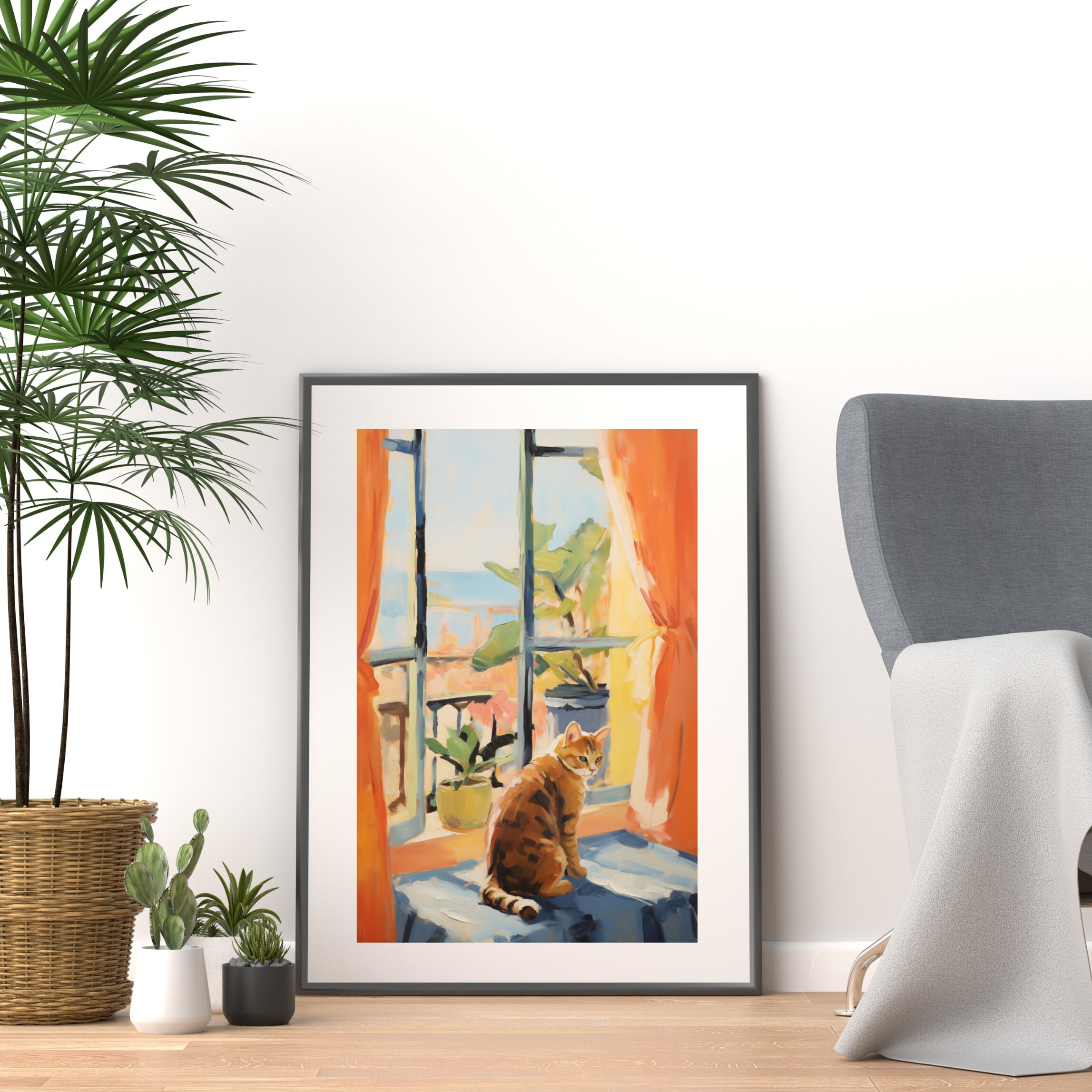 Matisse Open Window Cat Poster, Henri Matisse Cat Print, Orange Cat Art ...