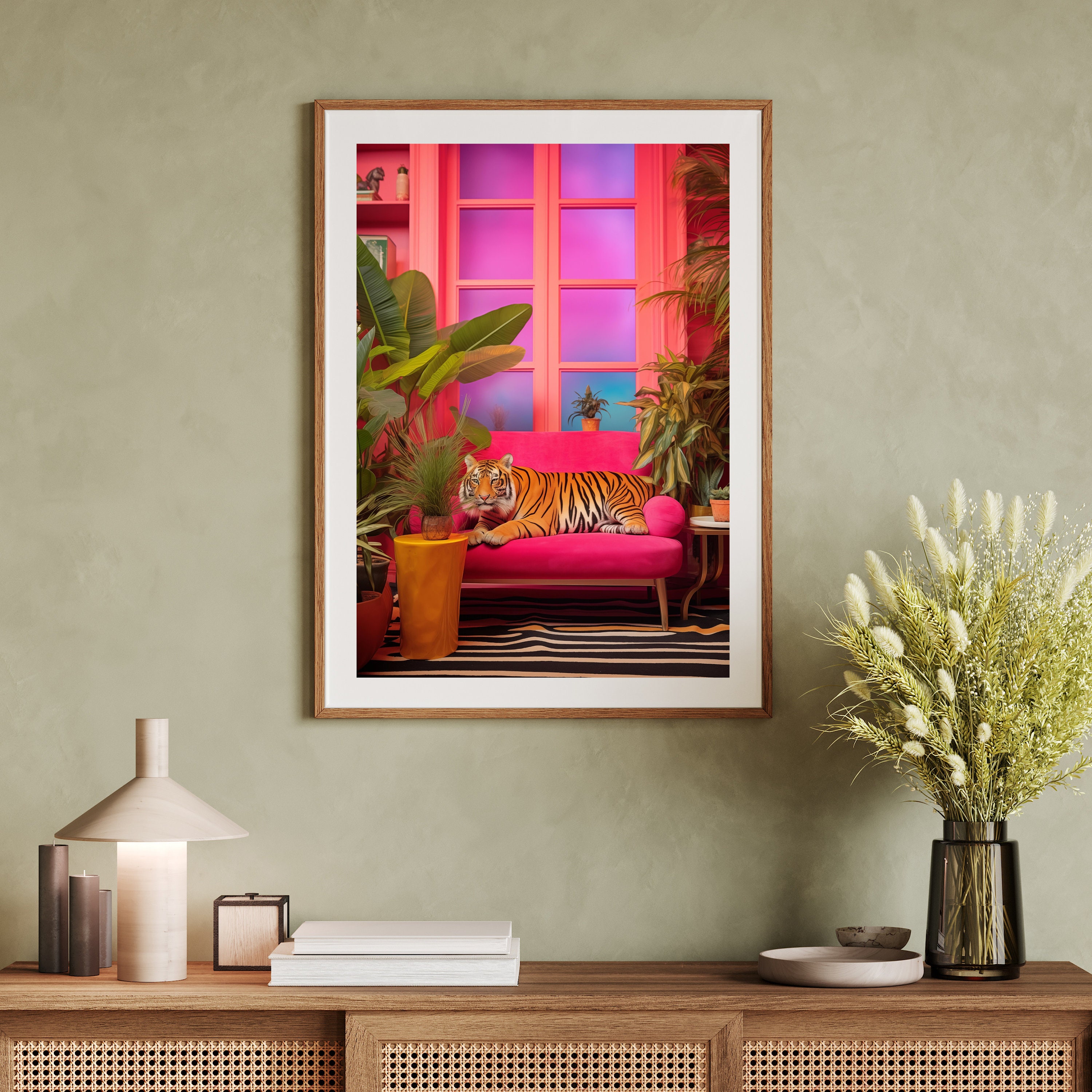 Tiger Print Decor Maximalist Pink Poster Dopamine Decor Preppy Room ...