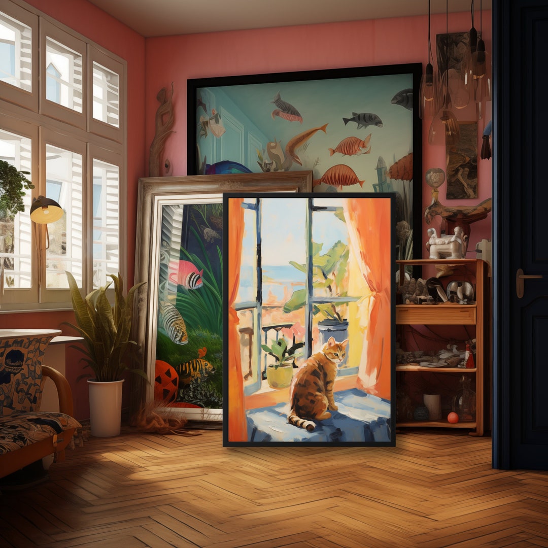 Matisse Open Window Cat Poster, Henri Matisse Cat Print, Orange Cat Art ...