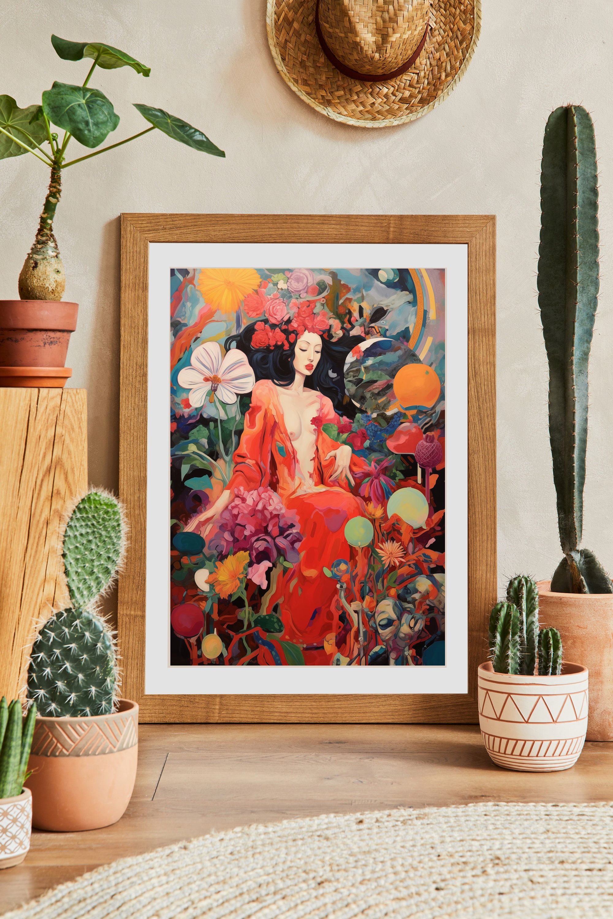 Nude Woman Erotic Art Dopamine Flower Garden Maximalist Woman Art ...