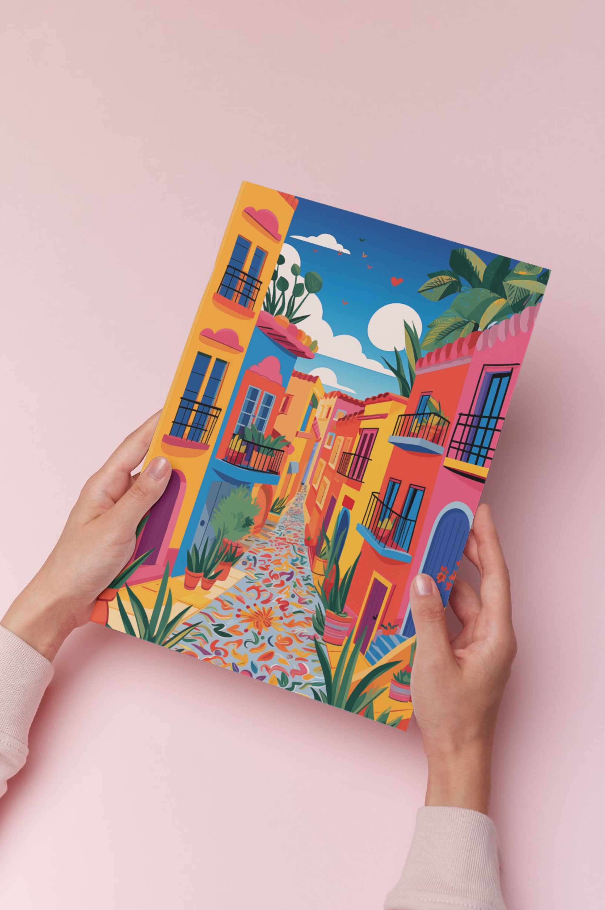 Vibrant Colorful Mexican Art, Maximalist Wall Art, Colorful Houses ...