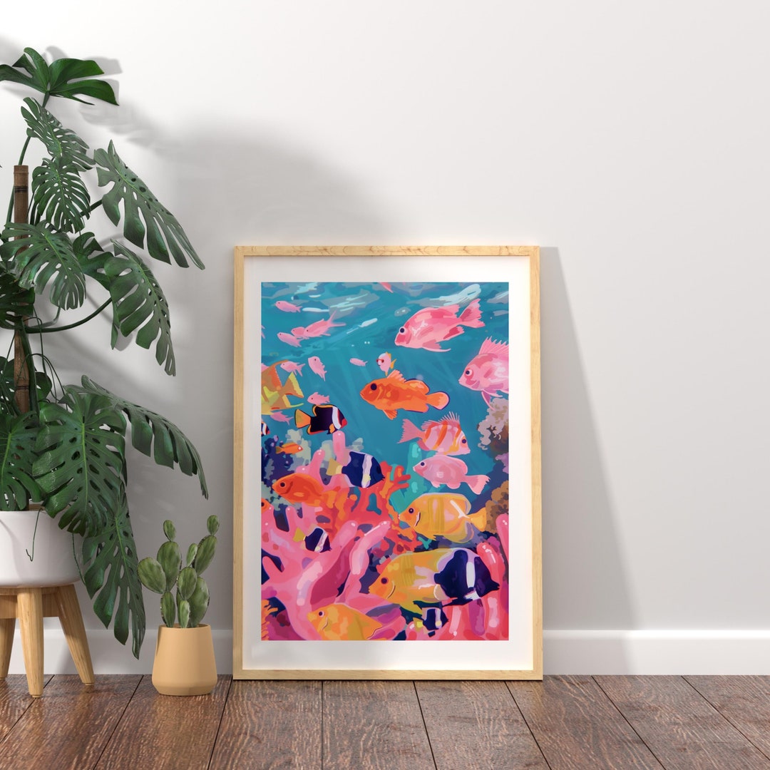 Tropical Fish Wall Art, Colorful Underwater Poster, Bathroom Decor ...