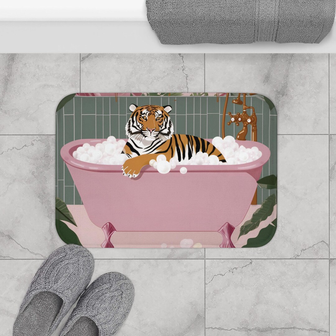 Bathroom Mat, Tiger Bath Mat Non Slip, Bathroom Rug, Tiger Shower Mat ...