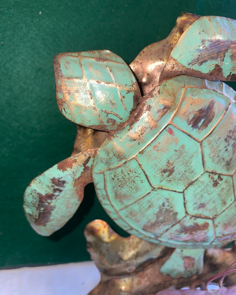 Vintage Sea Turtle Sculpture Metal Beach Decor Nautical - Etsy