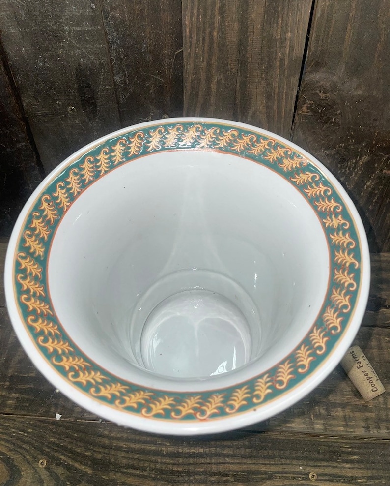 Green and Gold Vase Vintage Chinese Vase Hand Painted - Etsy