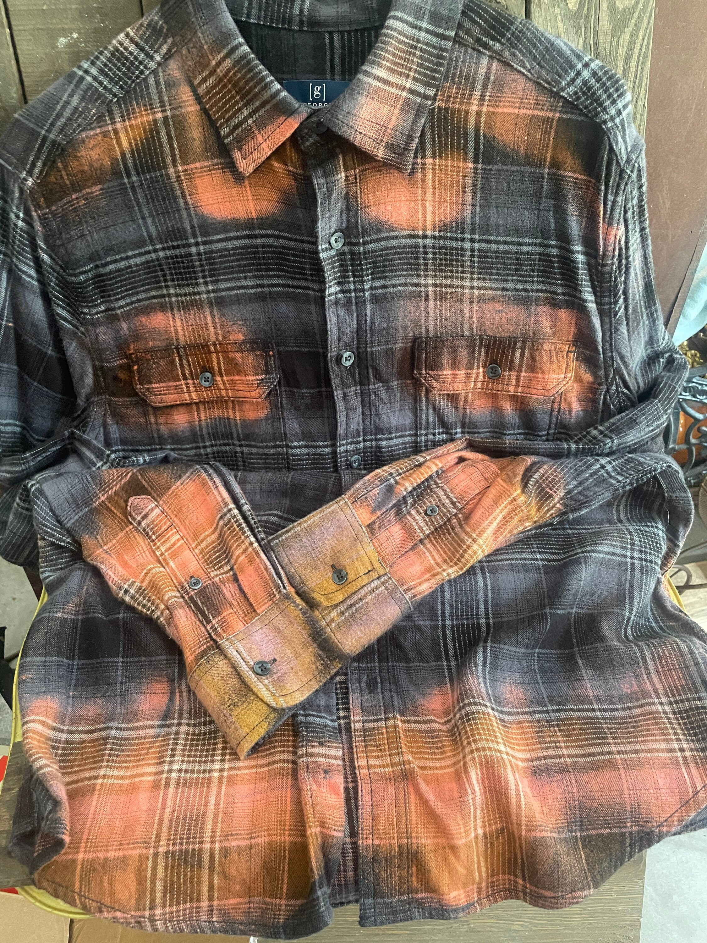 Custom Bleached Flannel, Angel Wings, Motorcycle Shirt, Festival Wear ...