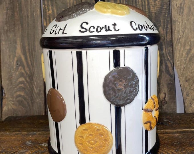 Vintage Girl Scout Cookie Jar, I Love Girl Scout Cookies, Cookie Jar ...