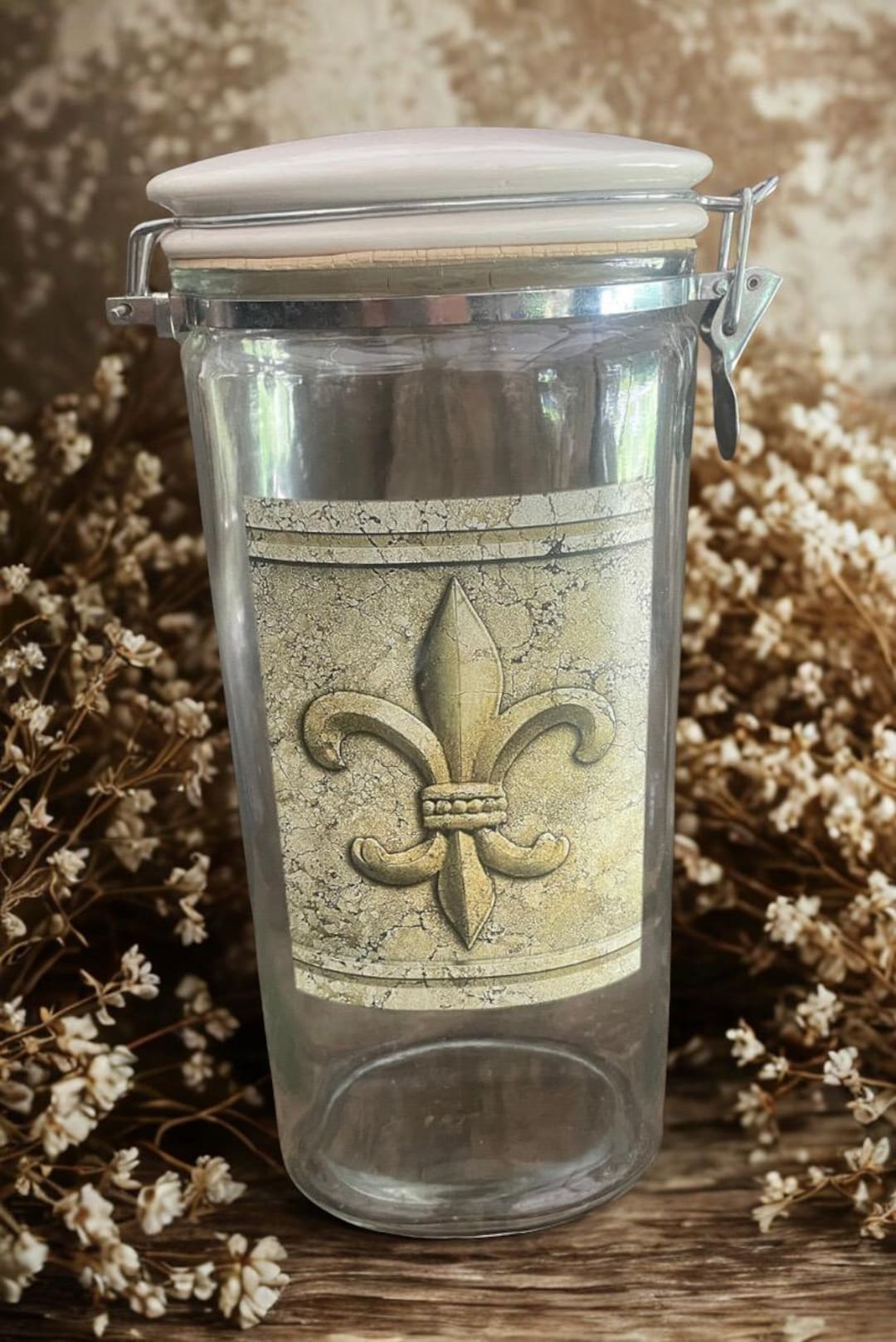 Fleur De Lis Spaghetti Jar: French Country Kitchen Pasta Canister - Etsy