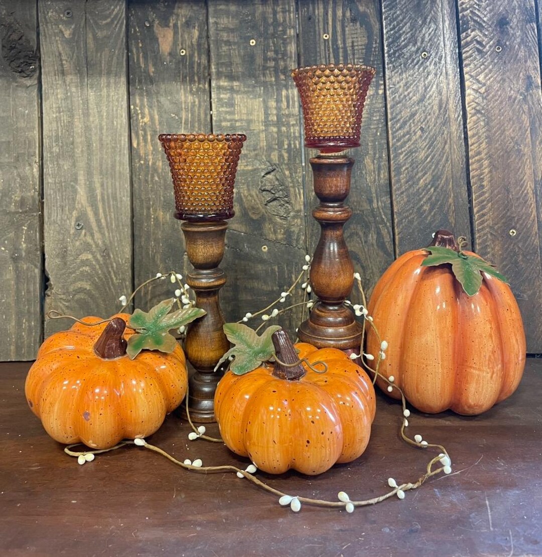 Vintage Ceramic Pumpkins, Set of Three Fall Pumpkins, Harvest Decor ...