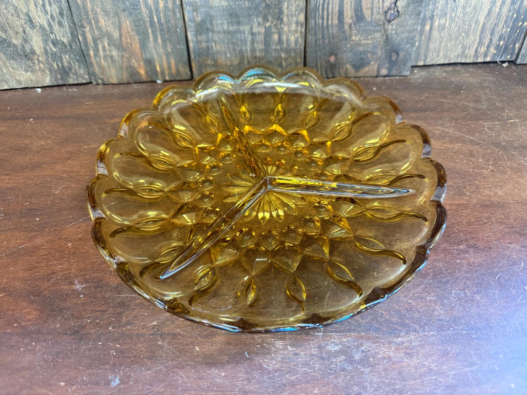 Vintage Amber Glass Relish Dish, Anchor Hocking Fairfield Pattern - Etsy