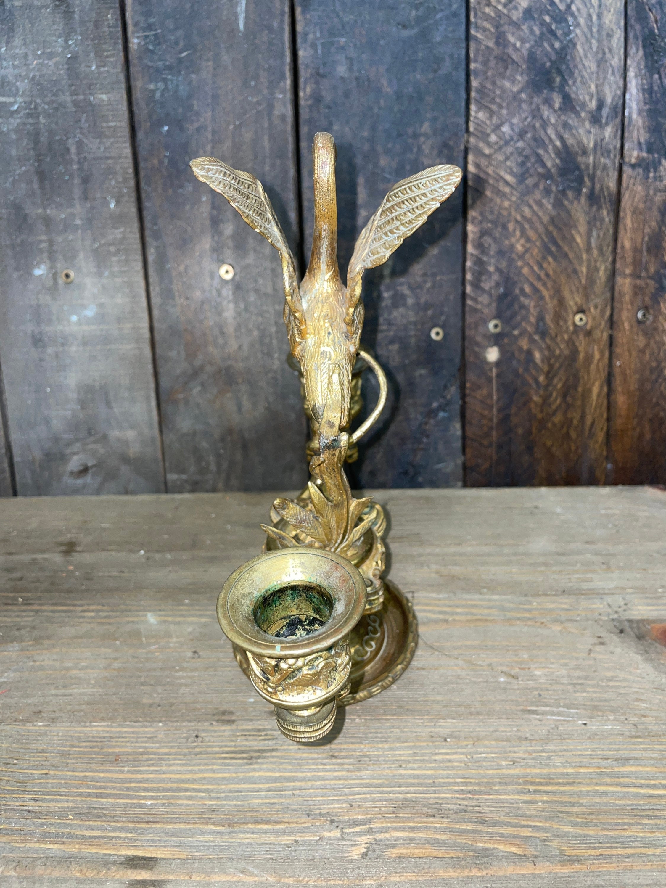 Antique Middle Eastern Candelabra, Sumerian Lore Heron Turtle Snake ...