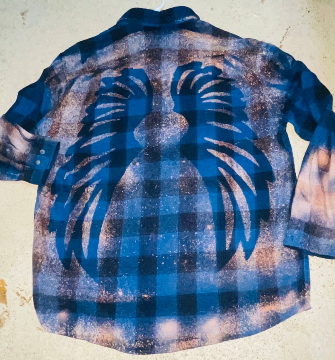 Bleached Angel Wings Flannel Shirt: Custom Festival Shacket - Etsy
