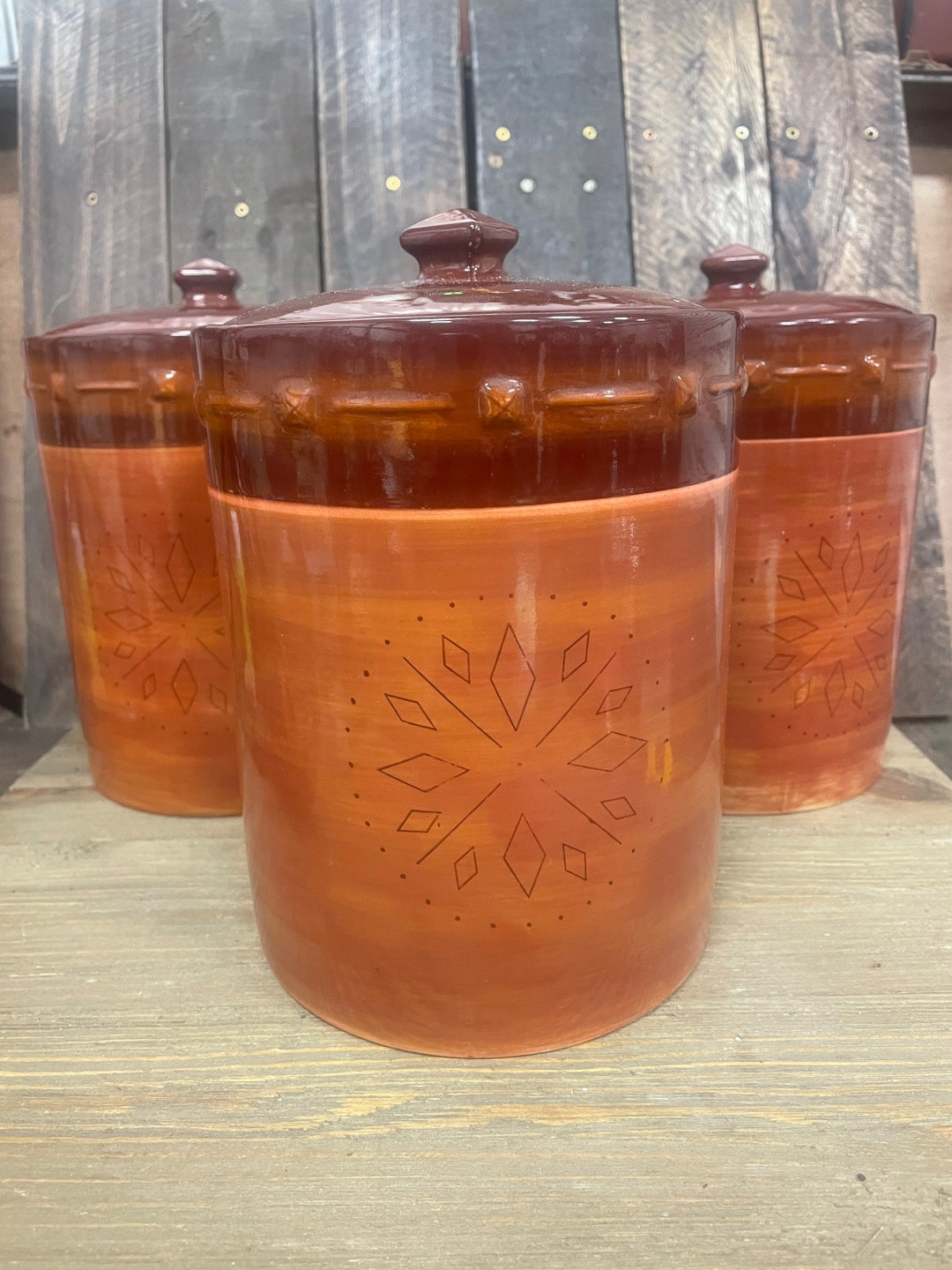 Demdaco Mountain Vista Canister Set, Rustic Kitchen Storage Decor ...