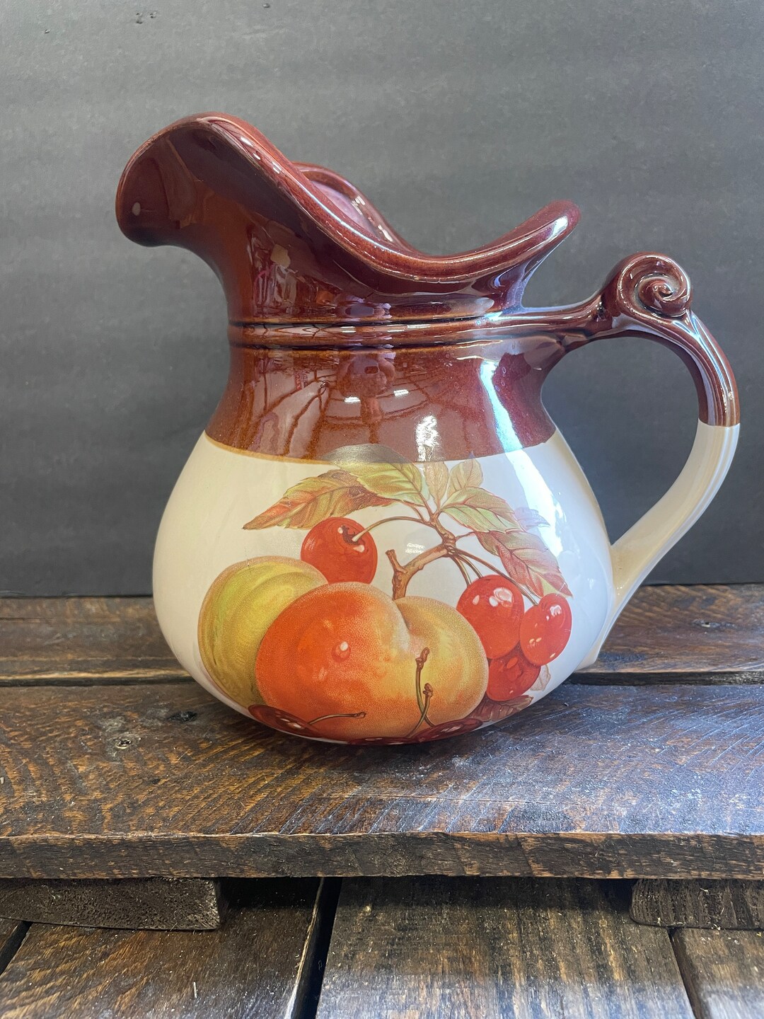 Mccoy Pitcher,vintage Pottery, Harvest Fruit, Fruit Themed Kitchen ...