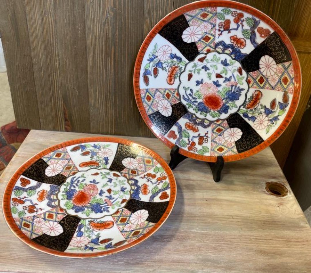 Oriental Plates, Asian Inspired Porcelain, Fall Colored Plates, Macau ...