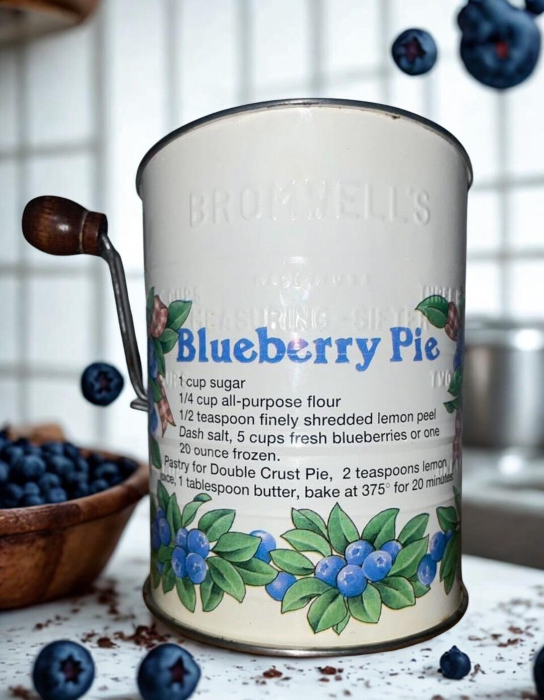 Bromwell's Vintage Blueberry Pie Recipe Flour Sifter: Retro Kitchen ...