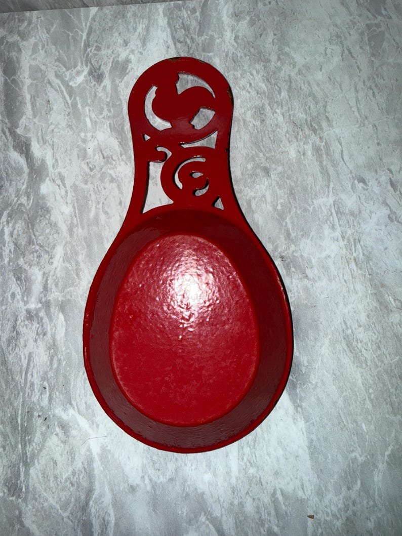 Vintage Style Red Cast Iron Rooster Spoon Rest - Etsy