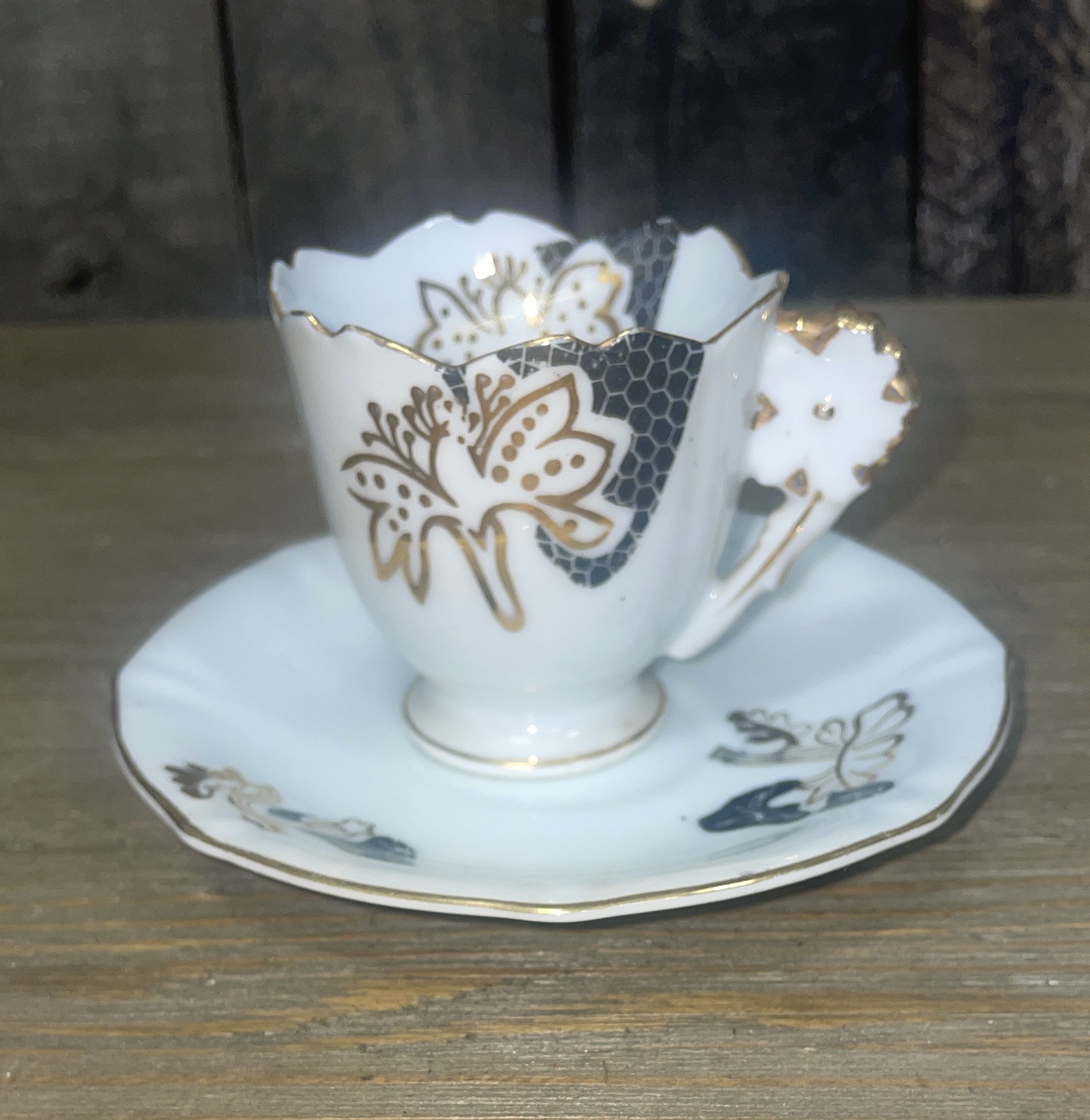 Occupied Japan Collectible Ucagco Tea Cup and Saucer, Black and Gold ...