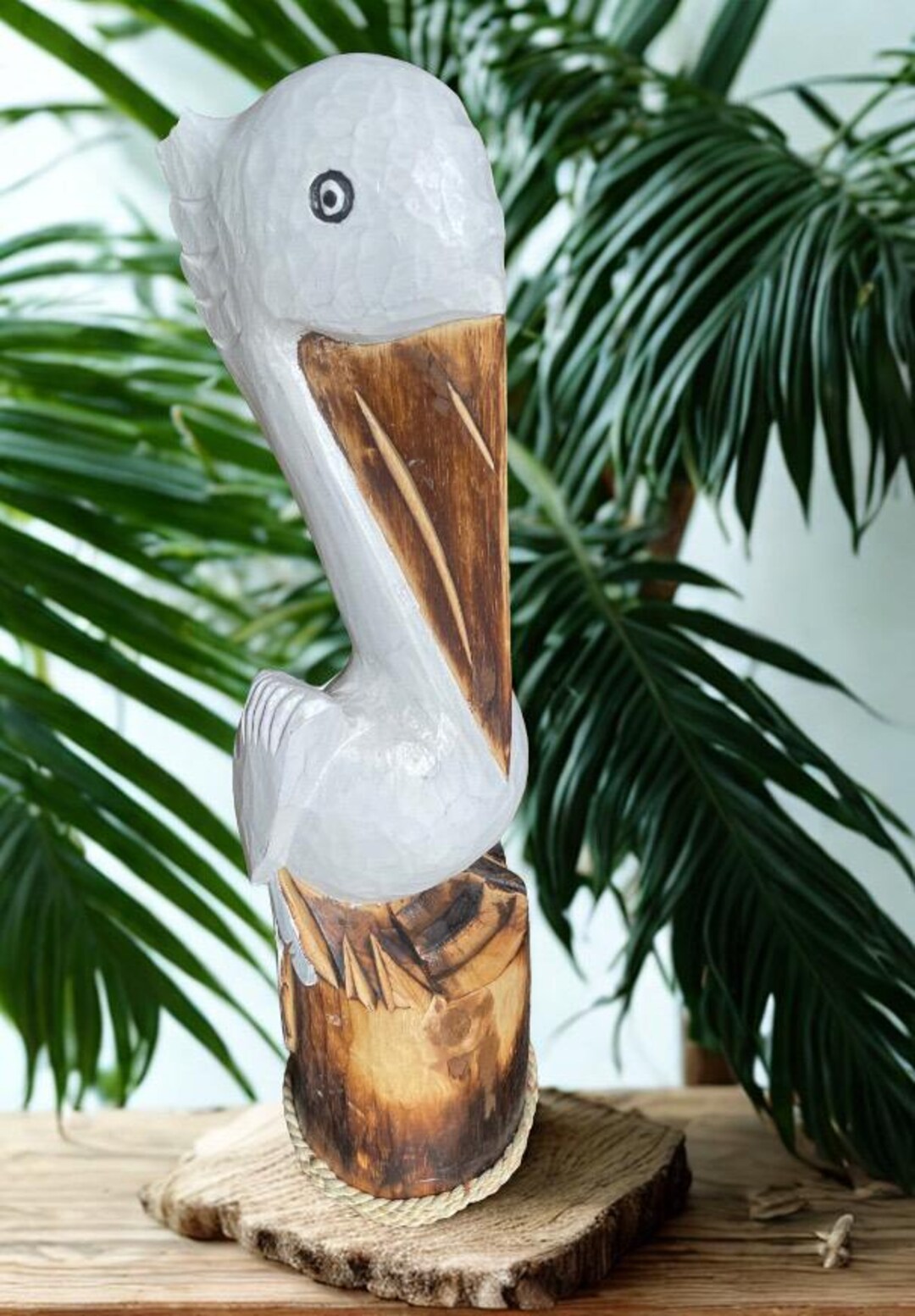 Wood Pelican Statue: Coastal Beach Home Decor (19-20" Tall) - Etsy